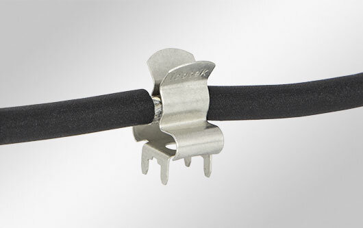 EMC shield clamps, single for direct mounting via rivets