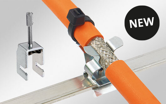 EMC shield clamps, single for direct mounting via rivets