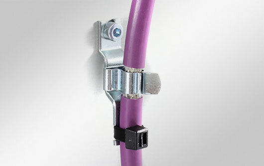 EMC shield clamps, single for direct mounting via rivets