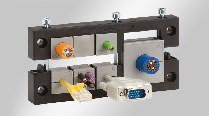 KEL centrally split cable entry frames for cables with connectors ...