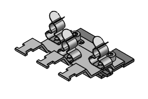 EMC Clamp Assembly for C Section Rails C30, with Integrated Strain Relief