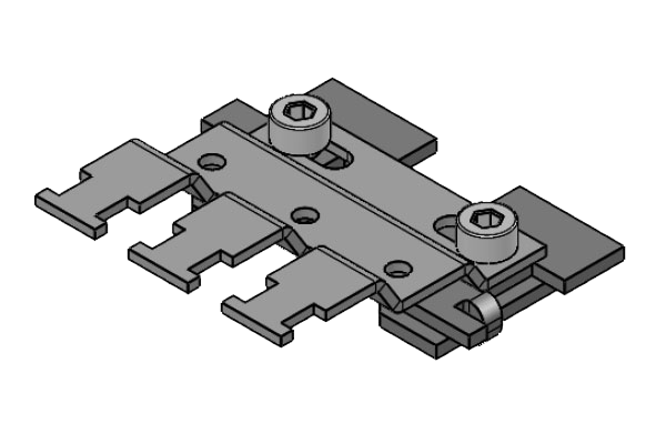 EMC clamp assembly for C section rails C30, with integrated strain relief