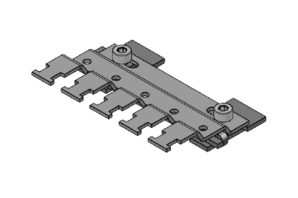 EMC clamp assembly for C section rails C30, with integrated strain relief