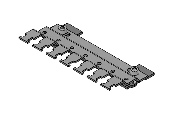 EMC clamp assembly for C section rails C30, with integrated strain relief
