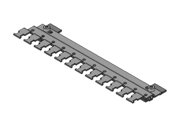 EMC clamp assembly for 30 mm DIN rail shape C with integrated strain relief