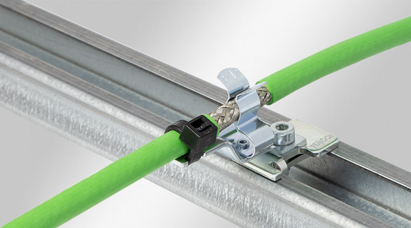 EMC shield clamps for 30 mm DIN rail shape C with or without integrated ...