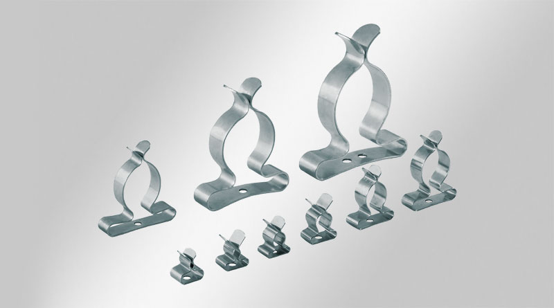 EMC shield clamps, single for direct mounting via rivets