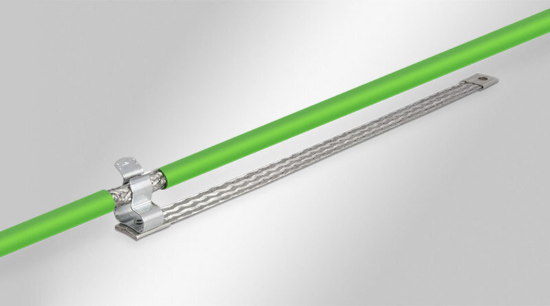 EMC Cable Shield Clamps on Ground Straps